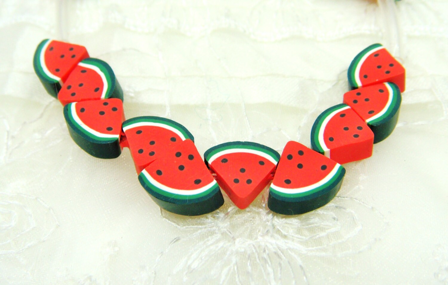 Fimo Polymer Clay Watermelon Fruit Beads Flat Beads Fruit | Etsy