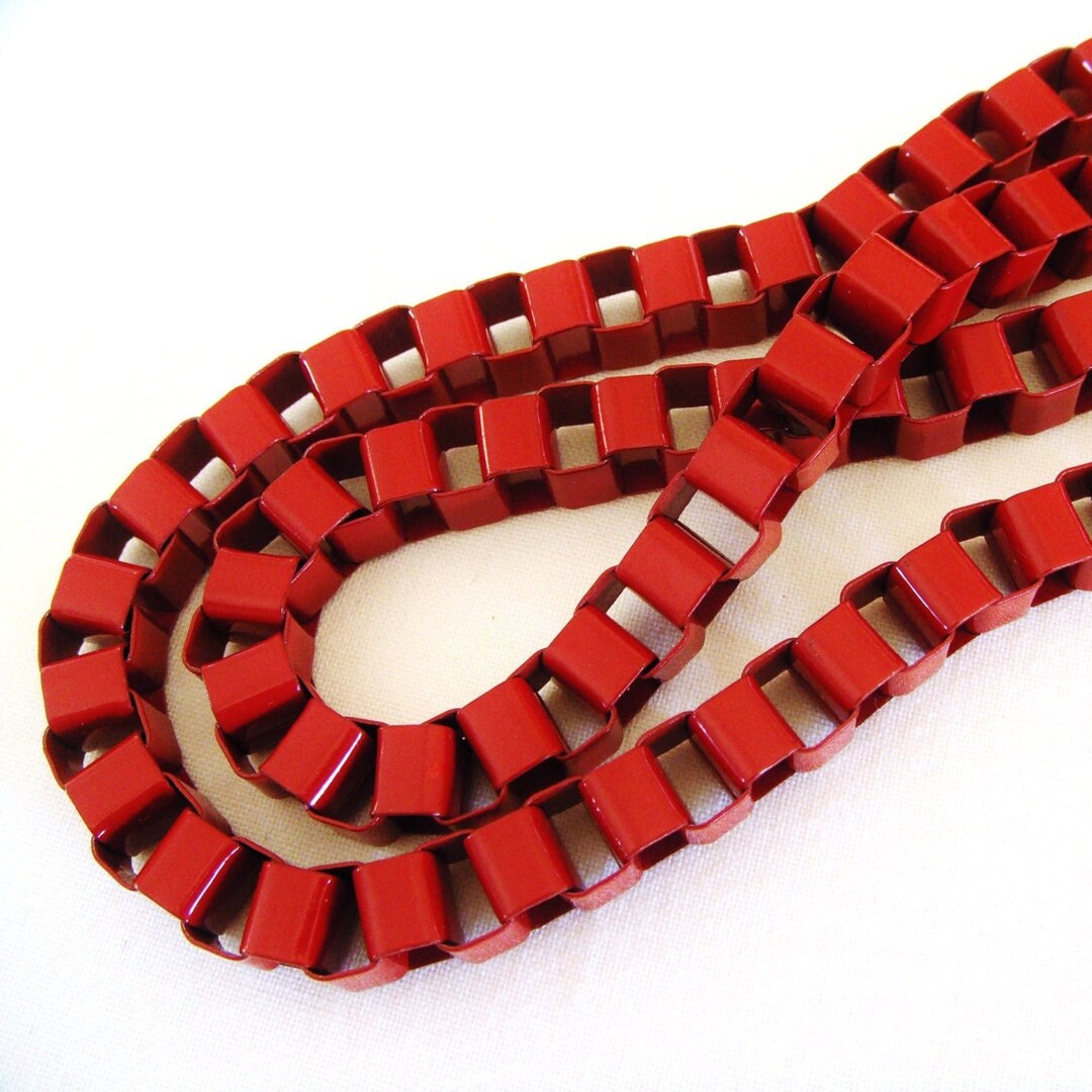 Red Venetian Box Chain, Stainless Steel Chain, Colored Chain 8mm- 15 ...