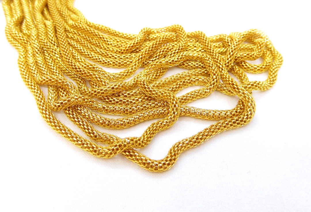 24K Gold Plated Steel Chain, Mesh Chain, Net Chain, Round Chain 3mm - 7 ...