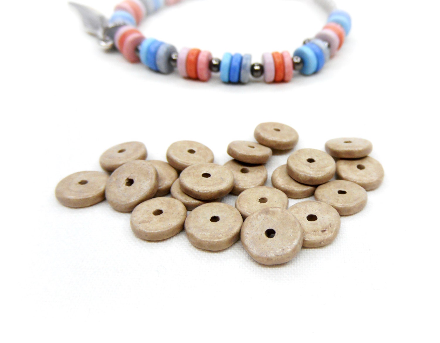 Beige Ceramic Washers Ceramic Rondelles Small Ceramic Discs | Etsy