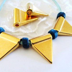 Gold Plated Triangle Bead, Geometric Triangle Pendant, Focal Bead ...