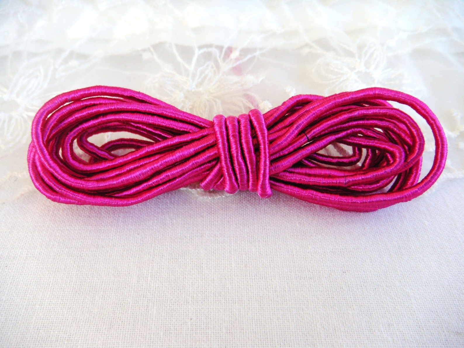 Fuchsia Wrapped Silk Satin Cord Soutache Wrapped Thread Cord - Etsy