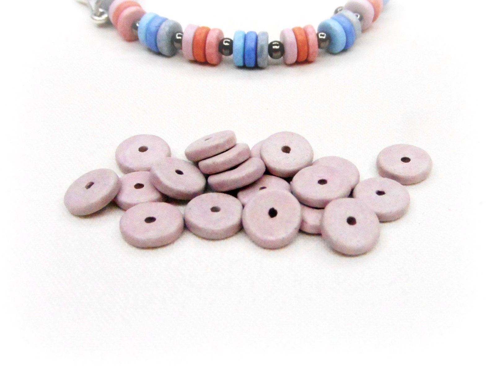 Pale Pink Ceramic Washers Ceramic Rondelles Small Ceramic | Etsy