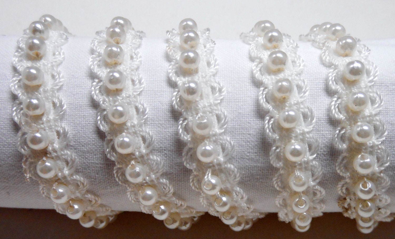 White Ribbon with Pearls White Lace with Pearls Choker Lace | Etsy