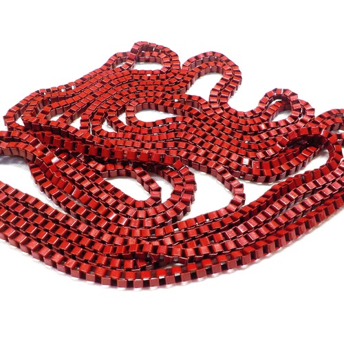 Red Venetian Box Chain Stainless Steel Chain Colored Chain | Etsy