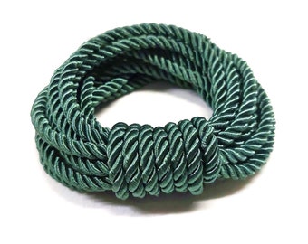 5mm Dark Green Satin Twisted Cord, Wrapped Thread Cord, Polyester ...