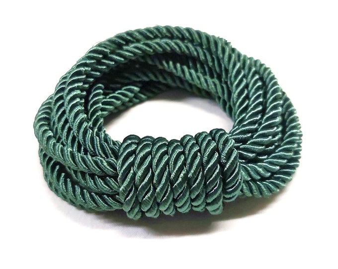 5mm Green Grey Satin Twisted Cord, Wrapped Thread Cord, Rope Cord - 1 ...