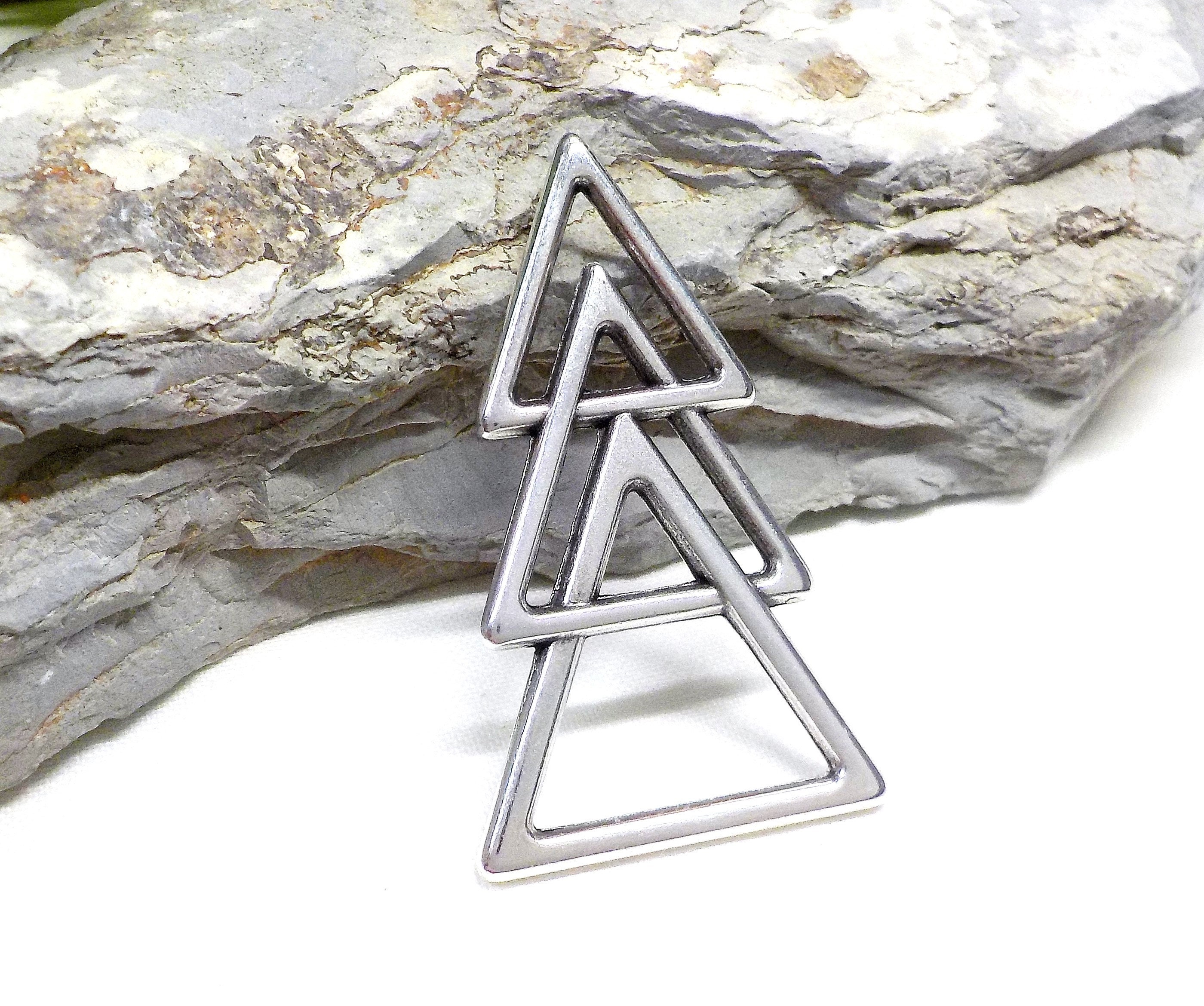 Silver Plated Triangle Pendant Geometric Pendant Earring | Etsy