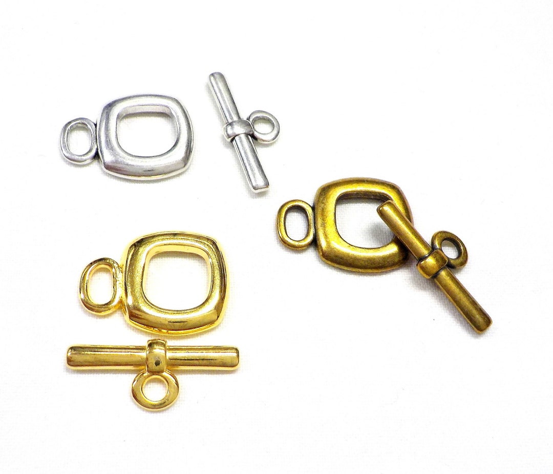 Square Toggle Clasp, Gold T Clasps, Silver and Bronze Toggle Clasp ...