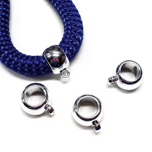 CCB Silver Bail Beads, Bail Charm Holder Spacer With Loop, Tube Bails ...