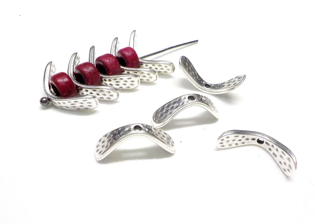 999 Silver Plated Arched Bar, Curved Bar Bead, Silver Spacer, Curved ...
