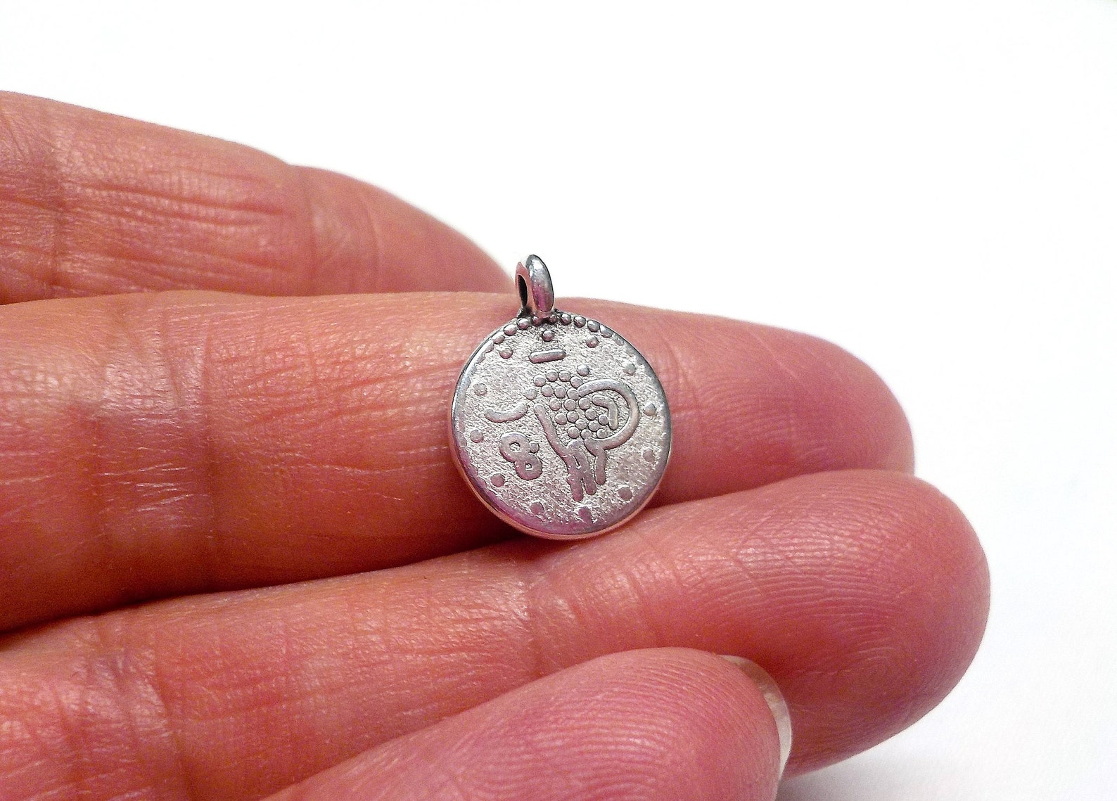 Silver Plated Coin Charm, Ethnic Round Charm, Boho Charm, Necklace ...
