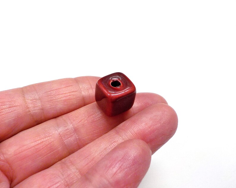 Bordeaux Dark Red Ceramic Cube Handmade Enameled Ceramic - Etsy