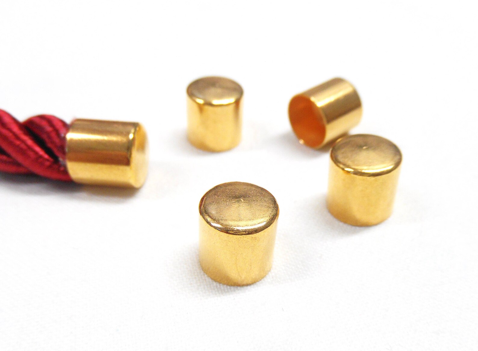 Gold End Caps 9x9mm (without Loop and Hole) for 8mm Cord, Cords Edge ...