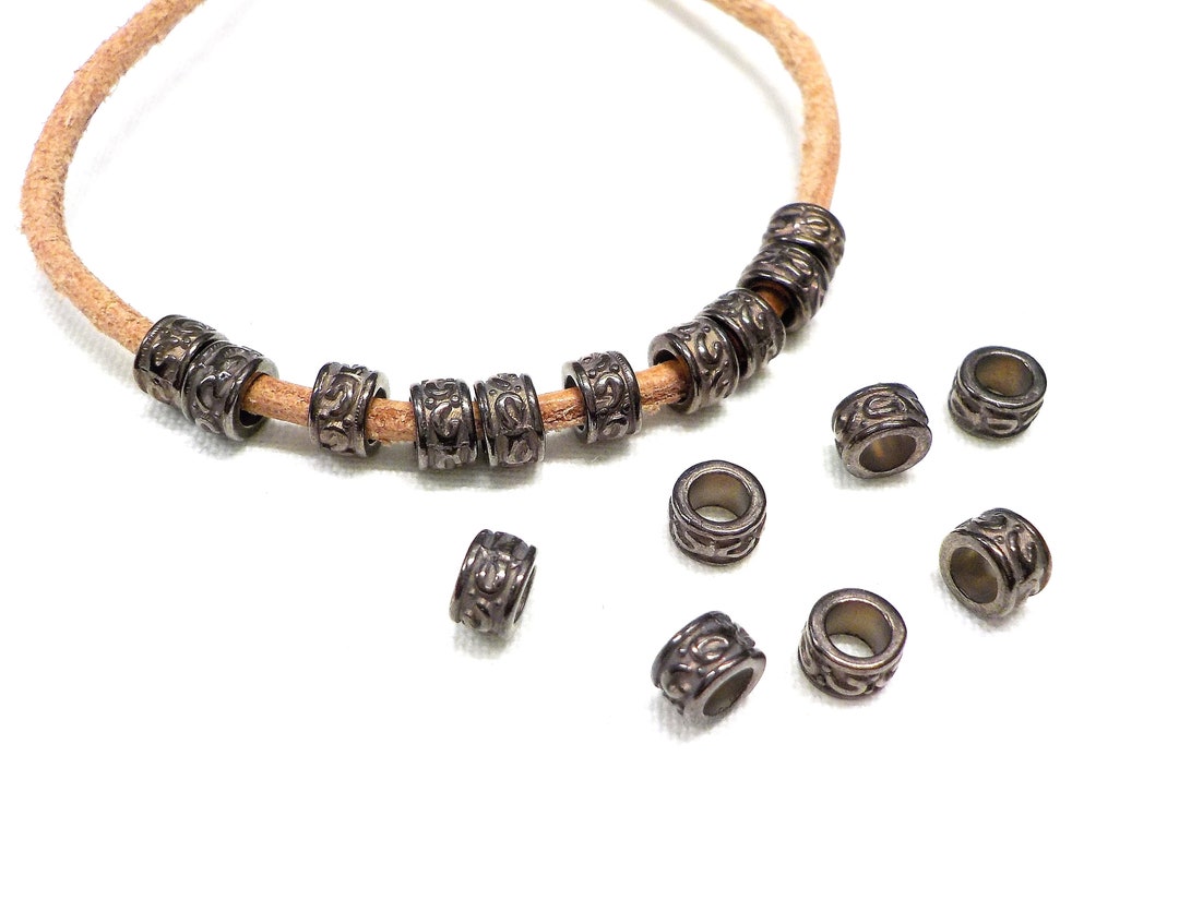 Gun Metal Ethnic Metal Beads, Spacer Tube Beads, Gunmetal Sliders ...