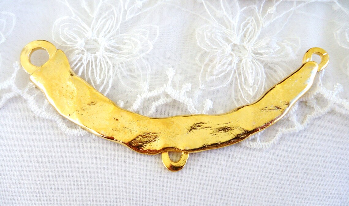 Gold Plated Flat Curved Necklace Bar Pendant Embossed - Etsy