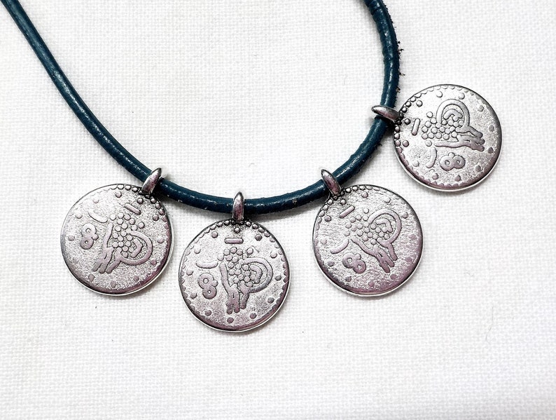 Silver Plated Coin Charm, Ethnic Round Charm, Boho Charm, Necklace ...