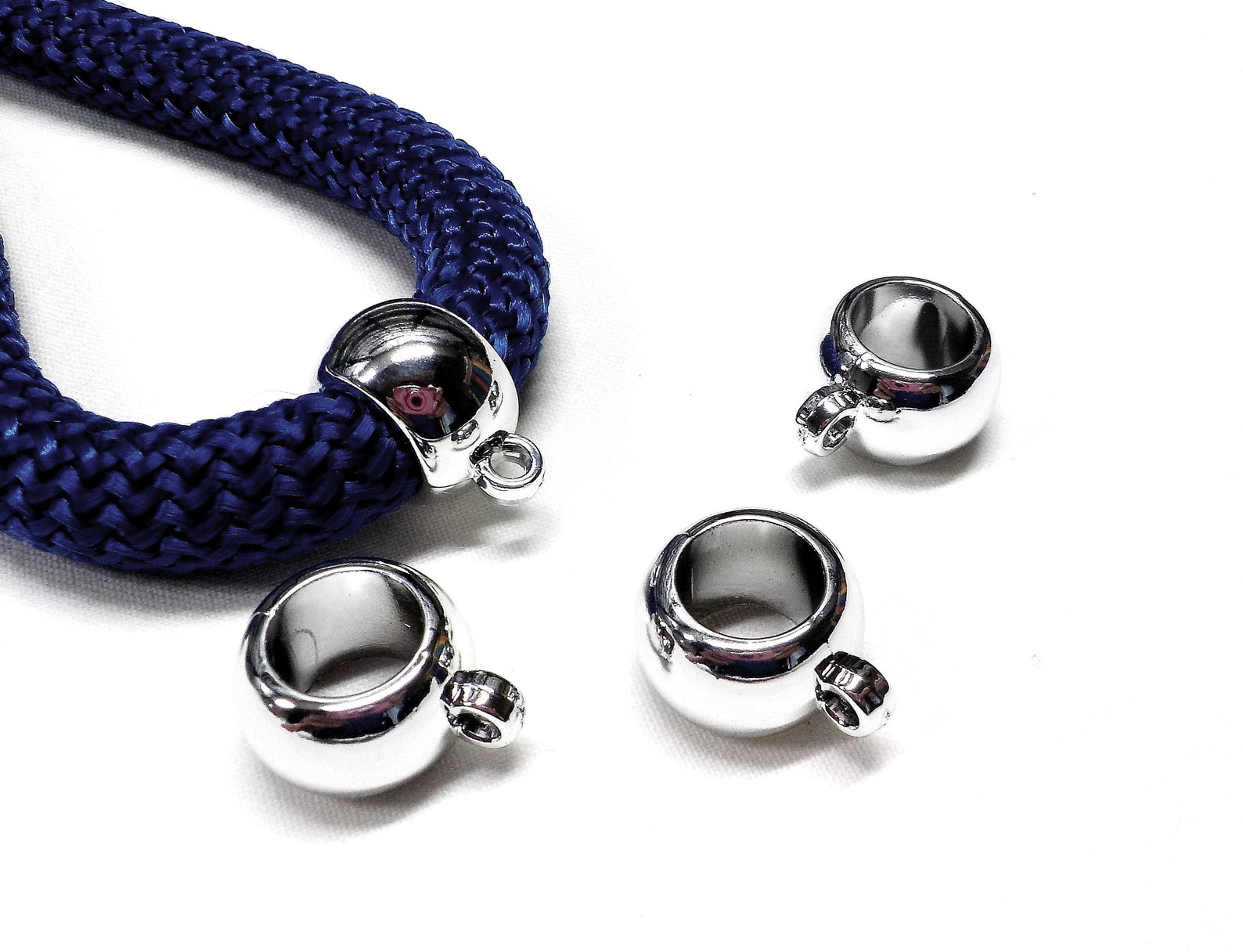 CCB Silver Bail Beads, Bail Charm Holder Spacer With Loop, Tube Bails ...