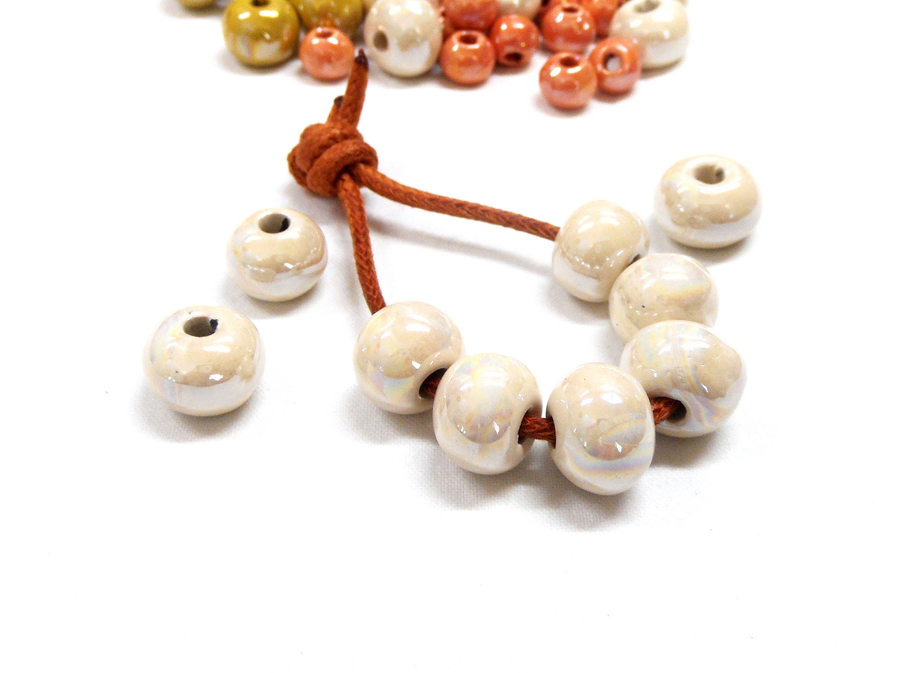 Round Ceramic Beads, Handmade Enameled Ceramic, Glazed Greek Ceramic ...