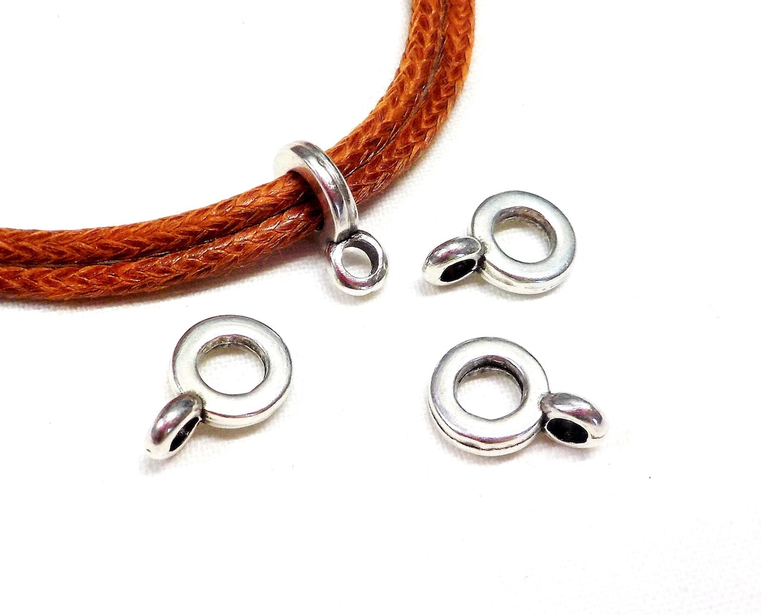 999 Silver Plated Bail Beads, Bail Charm Holder Spacer With Loop, Tube ...