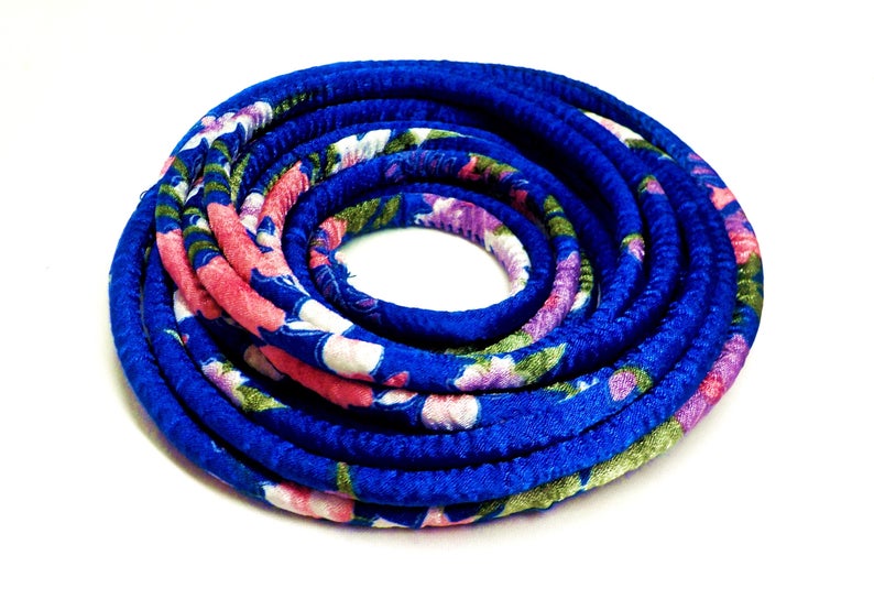 Blue Japanese Style Fabric Satin Cord Round Floral Cord - Etsy