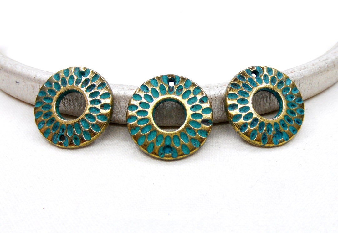 Buy Green Verdigris Patina Over Brass Round Connector, Greek Metal Cast ...