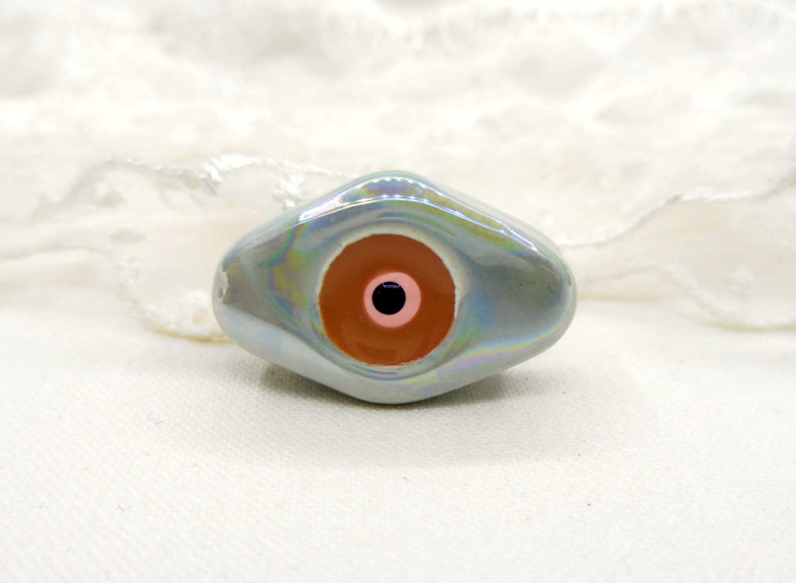 Rhombus Ceramic Bead Greek Enameled Ceramic Slider Evil Eye - Etsy