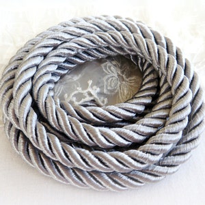 Silver Gray Grey Satin Twisted Cord, Wrapped Thread Cord, 10mm Rope ...