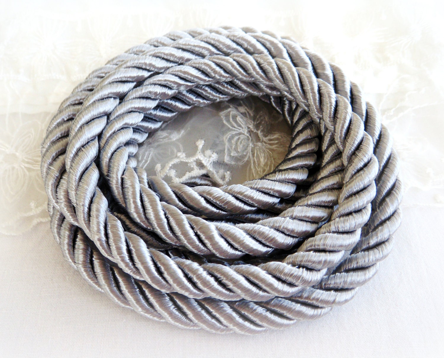 Silver Gray Grey Satin Twisted Cord Wrapped Thread Cord 10mm - Etsy