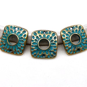 Green Patina Over Brass Square Connector, Greek Metal Cast, Verdigris ...
