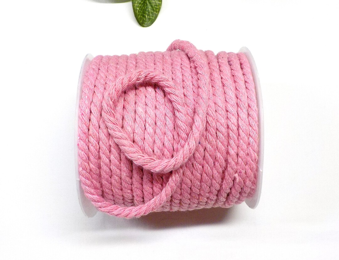5mm Pink Macrame Cotton Rope, 3-strand Twisted 100% Recycled Cotton ...
