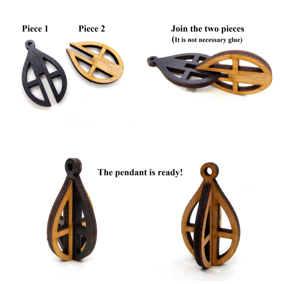 3D Drop Wooden Pendant 3D Tear Wood Pendant Laser Cut Drop - Etsy
