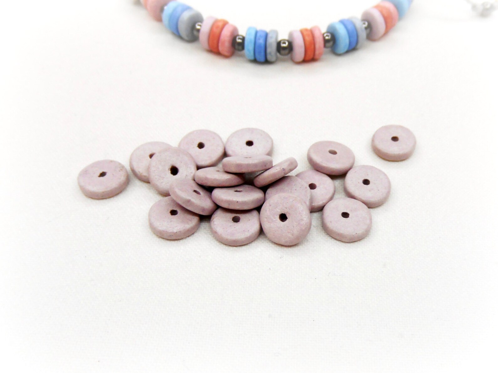 Pale Pink Ceramic Washers Ceramic Rondelles Small Ceramic | Etsy