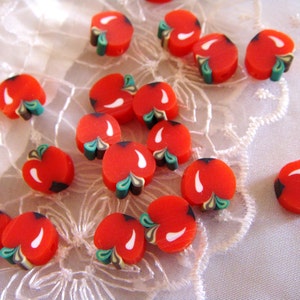 Fimo Polymer Clay Apple Fruit Beads, Round Flat Beads, Fruit Jewelry ...
