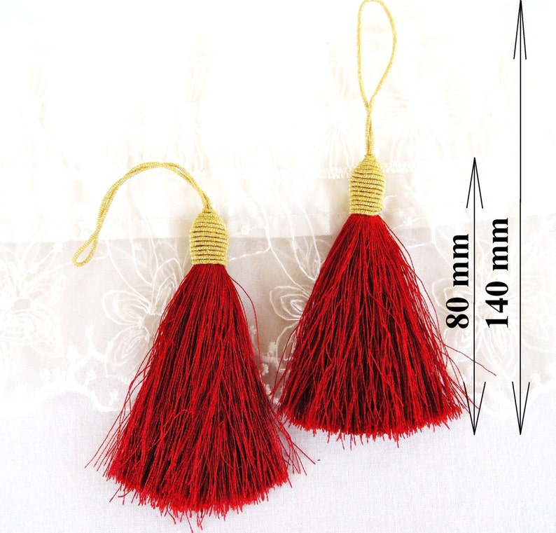 Red Maroon Gold Large Thread Mala Tassel Thick Tassel Charm | Etsy