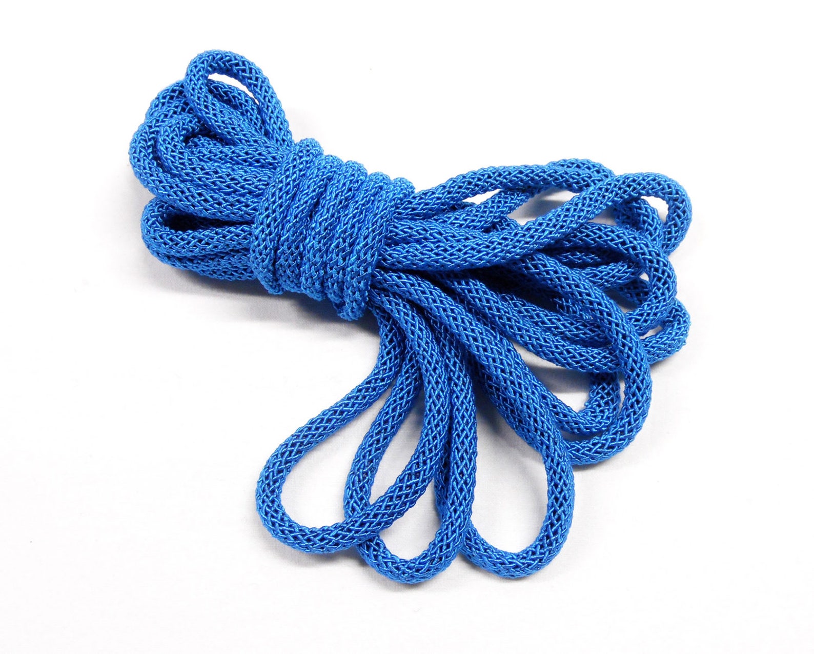 Blue Braided Oval Rope Cord, Semisoft Trim Cord, Artificial Silk Cord ...