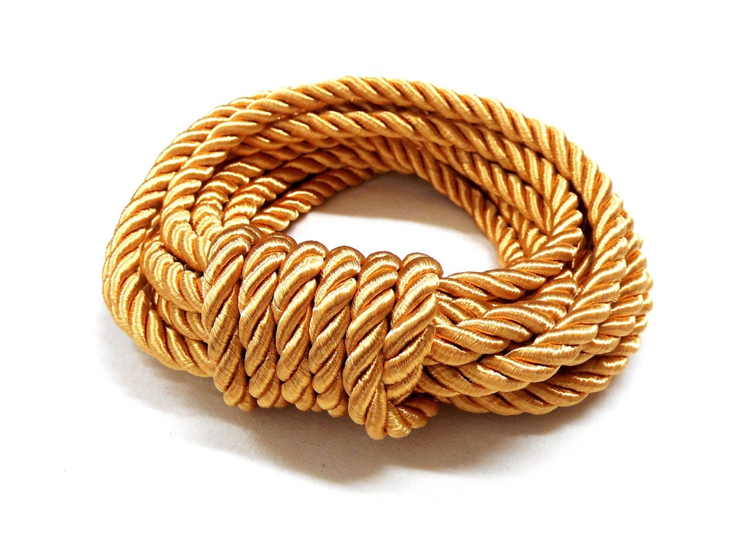 5mm Gold Satin Twisted Cord, Wrapped Thread Cord, Rope Cord - 2 Yards ...
