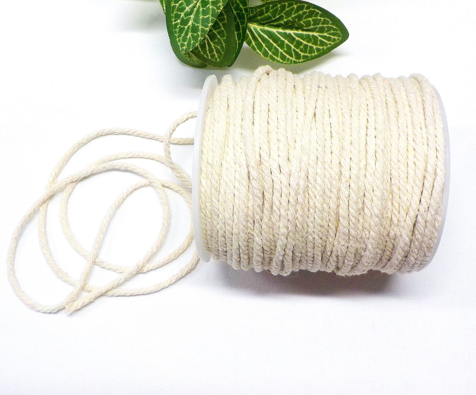 3mm Natural Macrame Cotton Rope 3-strand Twisted 100% | Etsy