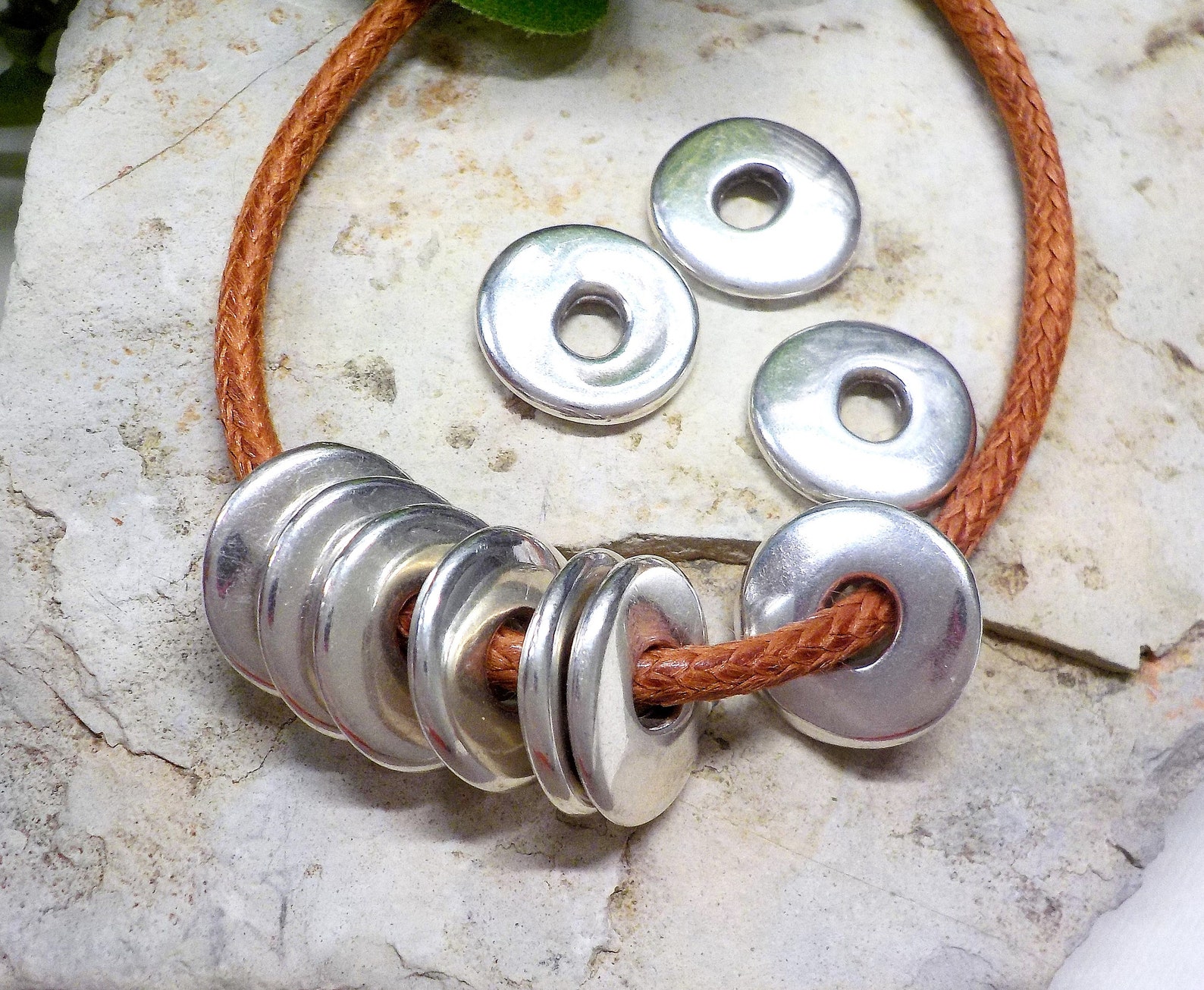 999 Silver Plated Wavy Disc, Spacer Disc, Rondelle Metal Bead ...