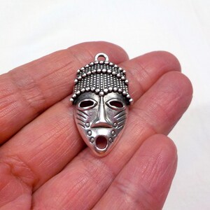 Silver African Mask Pendant, African Traditional Mask, Ethnic Pendant ...