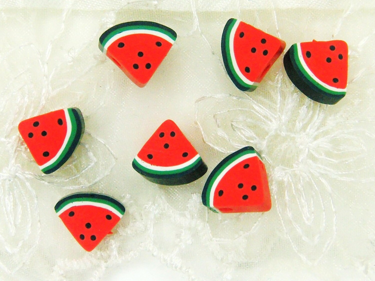 Fimo Polymer Clay Watermelon Fruit Beads Flat Beads Fruit | Etsy