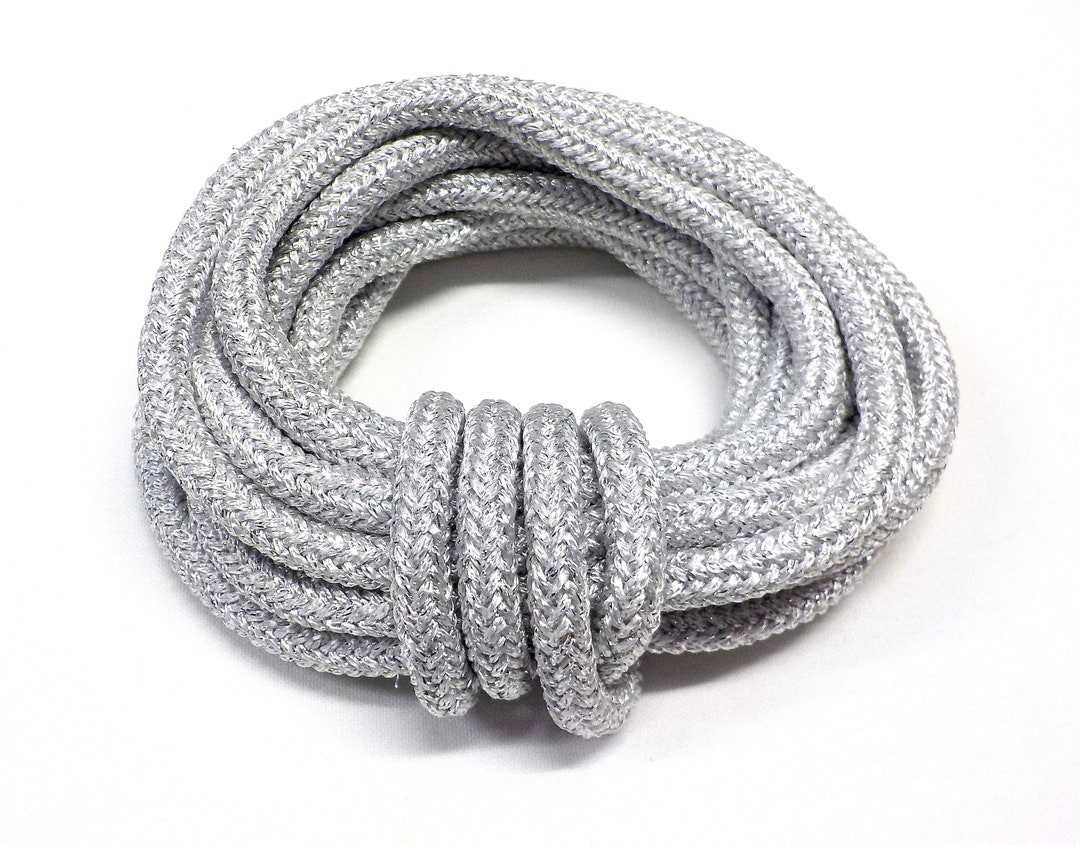 Silver Metallic Climbing Cord, Semisoft Rope Cord, Metalic Round Cord ...