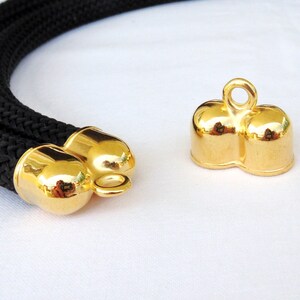 Gold Double End Caps 25x20x13mm (Ø 10.2mm Each Hole), Cords Edge, Cord ...