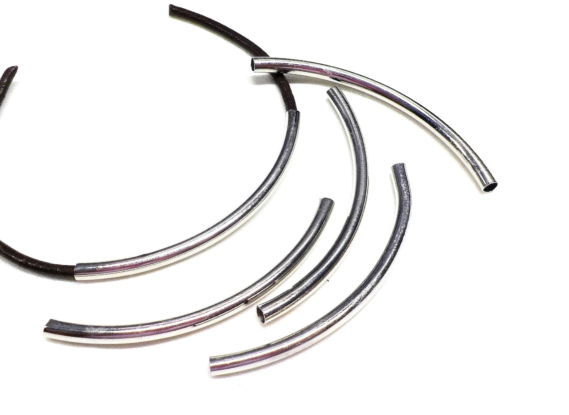 Tube Arched Bars, Rhodium Plated Over Brass, Curved Tube Spacers ...