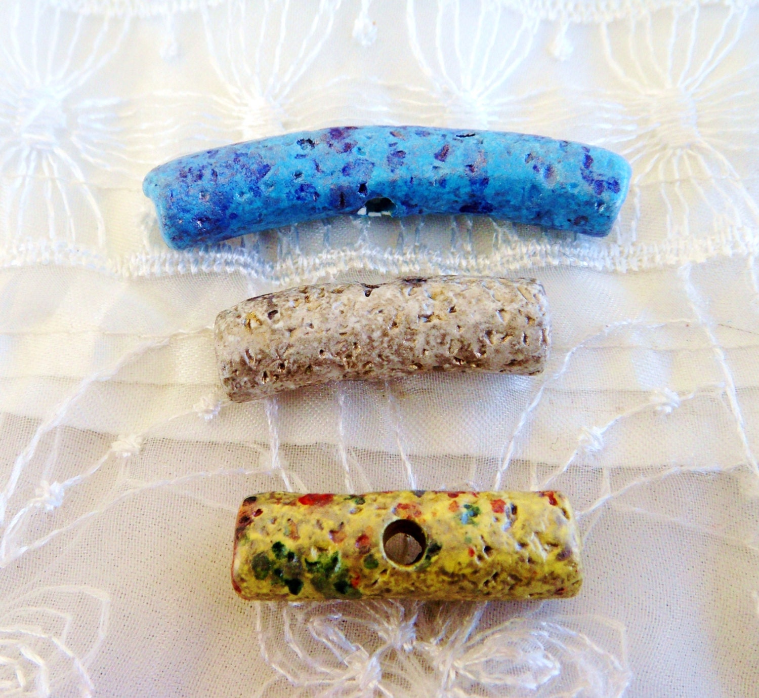 Inlay Pink Ceramic Beads Ceramic Curved Bars Handmade Greek - Etsy