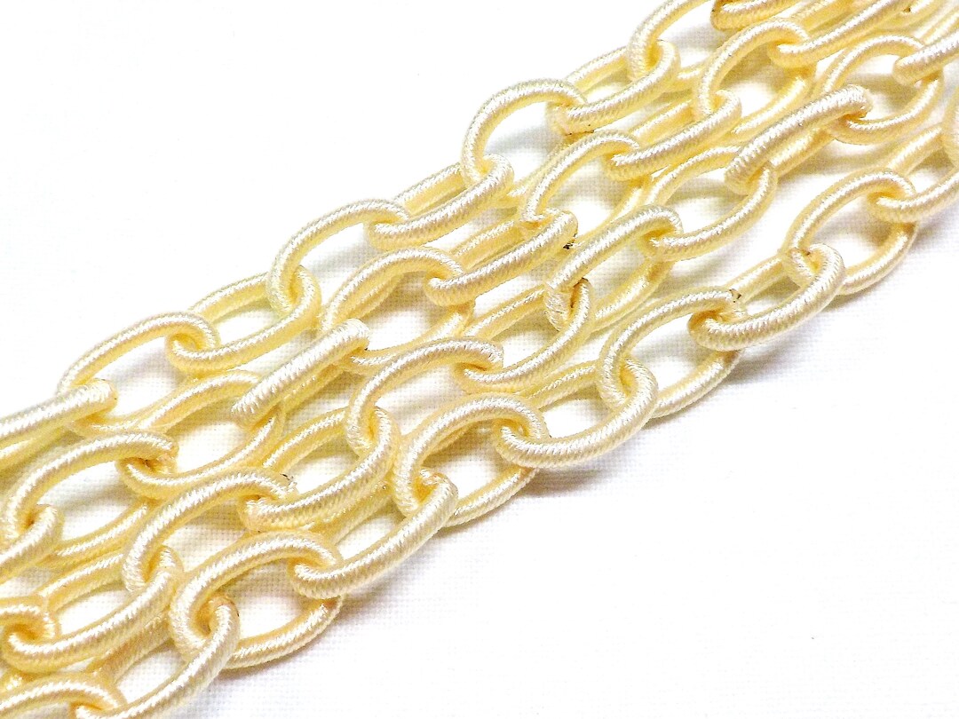 Ivory Beige Thread Cable Chain, Lightweight Silk Covered Chain, Fibre ...