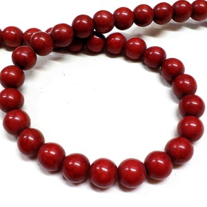 10mm Red Howlite Beads, Round Red Howlite Balls, Sphere Gemstone Beads ...