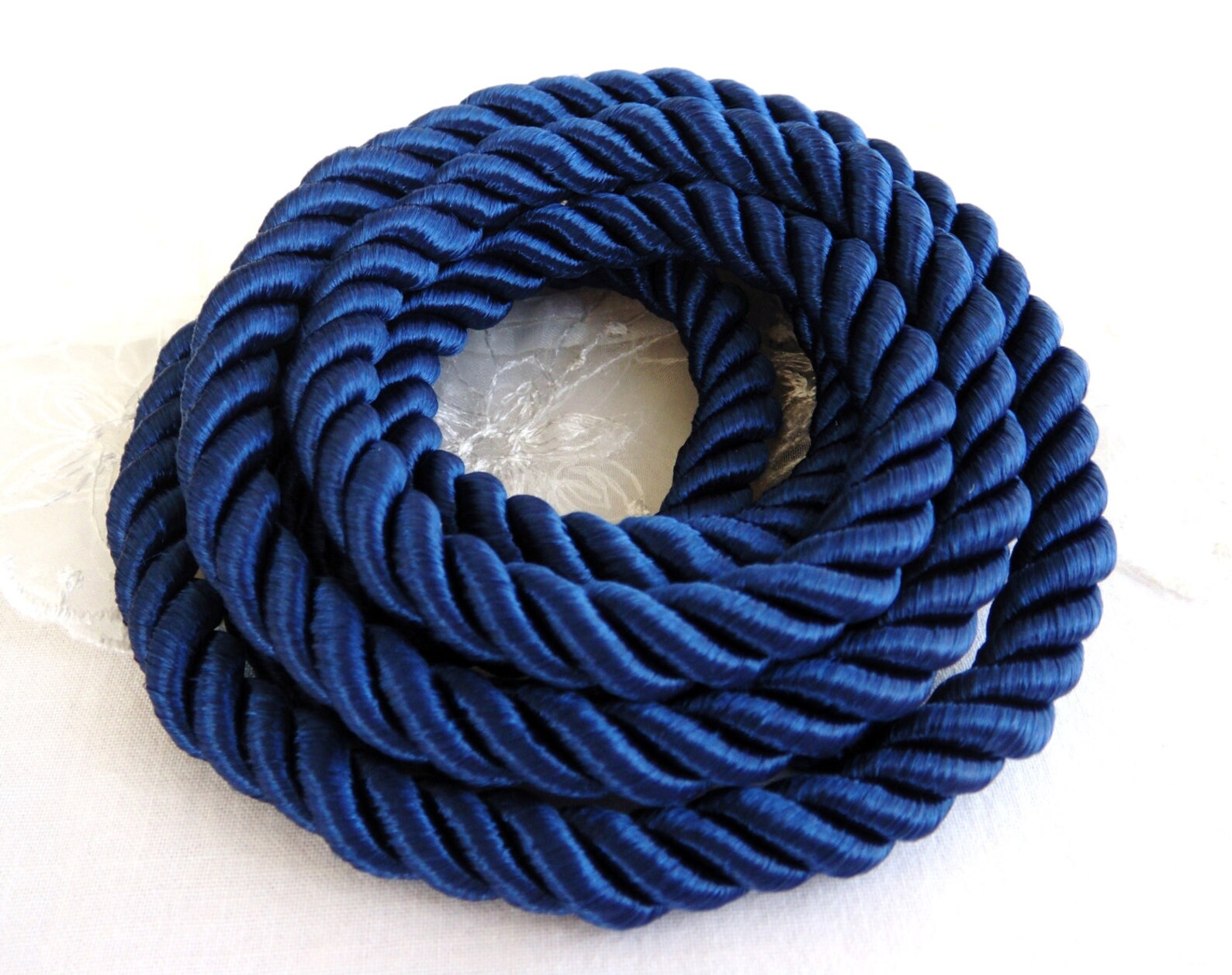 Navy Blue Satin Twisted Cord Wrapped Thread Cord Polyester - Etsy