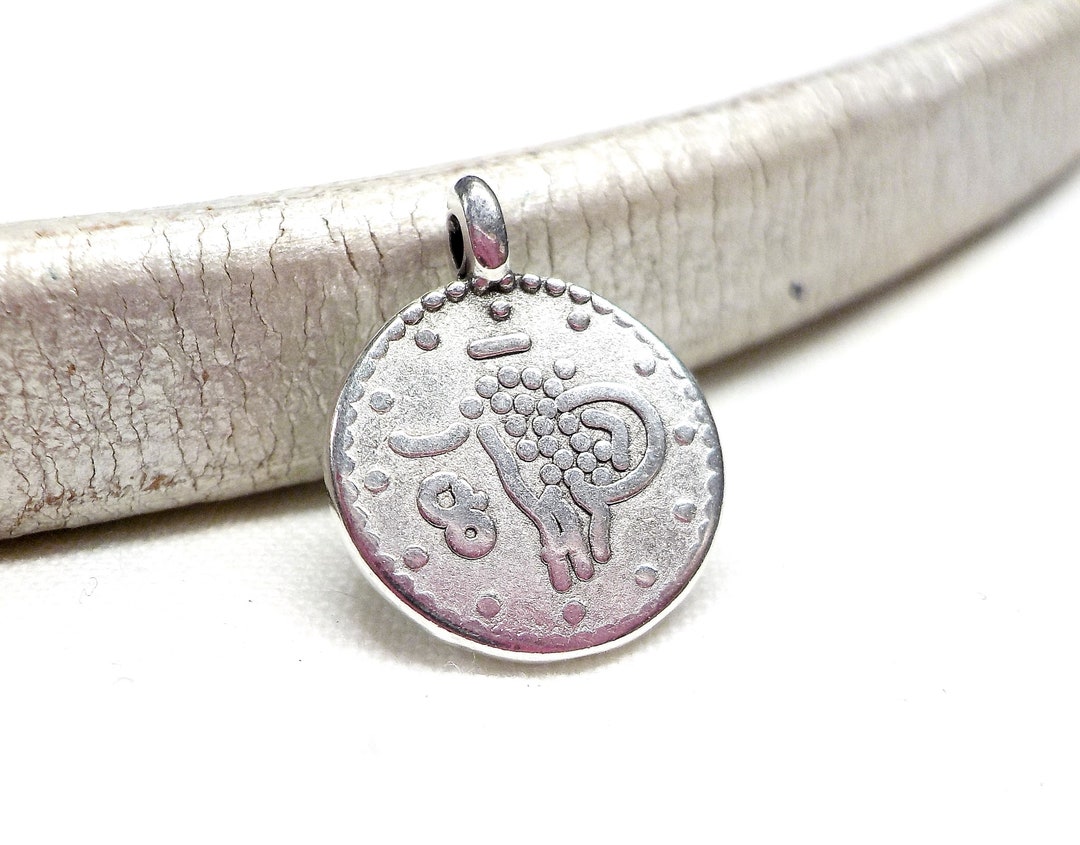 Silver Plated Coin Charm, Ethnic Round Charm, Boho Charm, Necklace ...