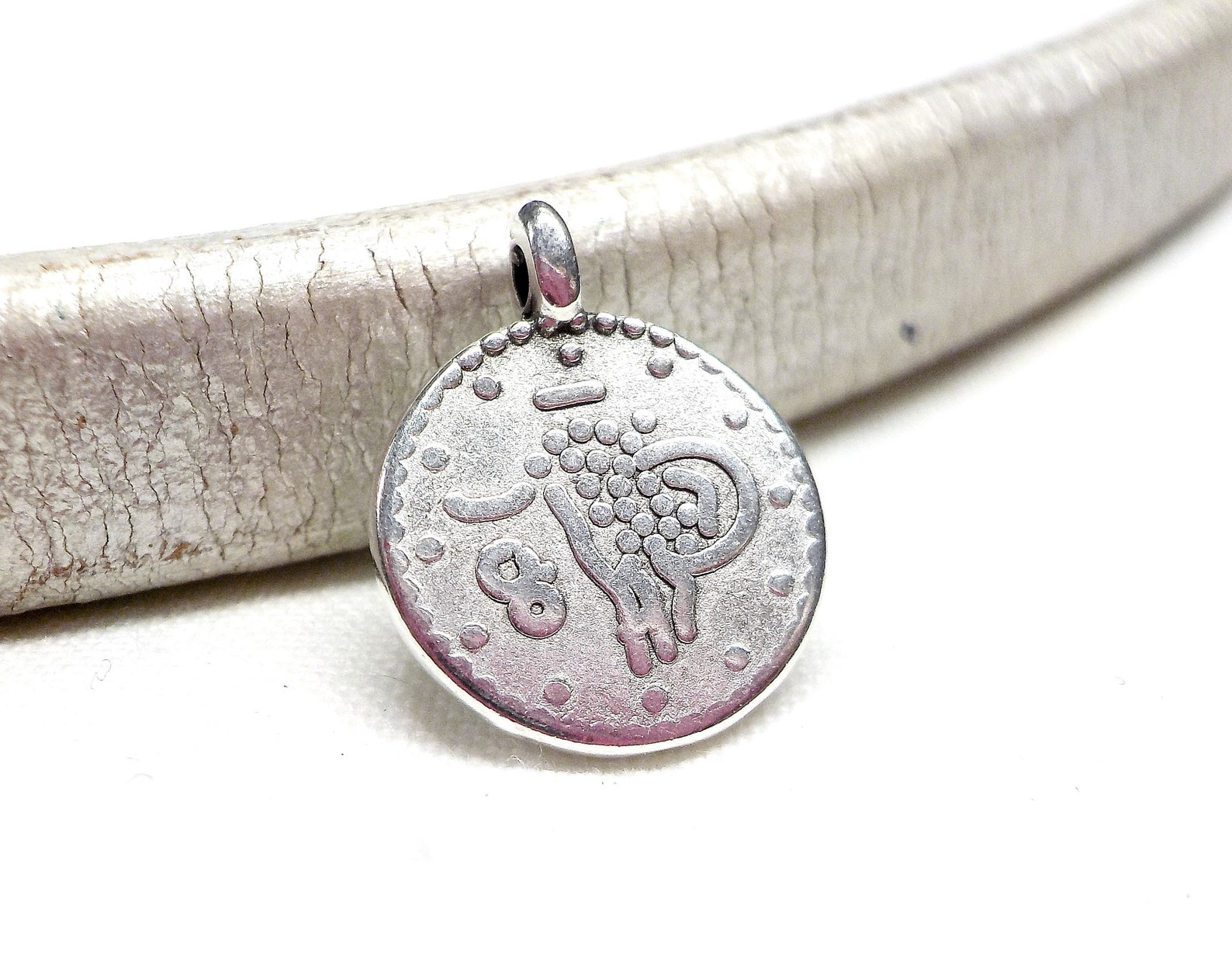 Silver Plated Coin Charm, Ethnic Round Charm, Boho Charm, Necklace ...